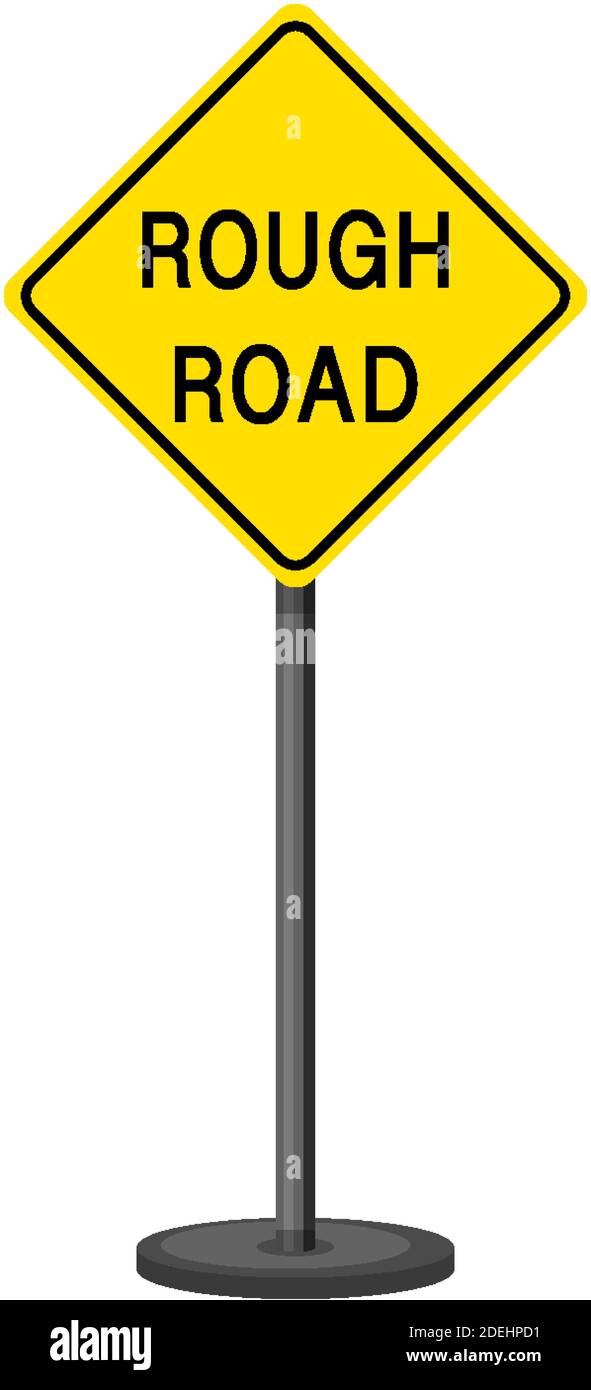 Yellow traffic warning sign on white background illustration Stock ...