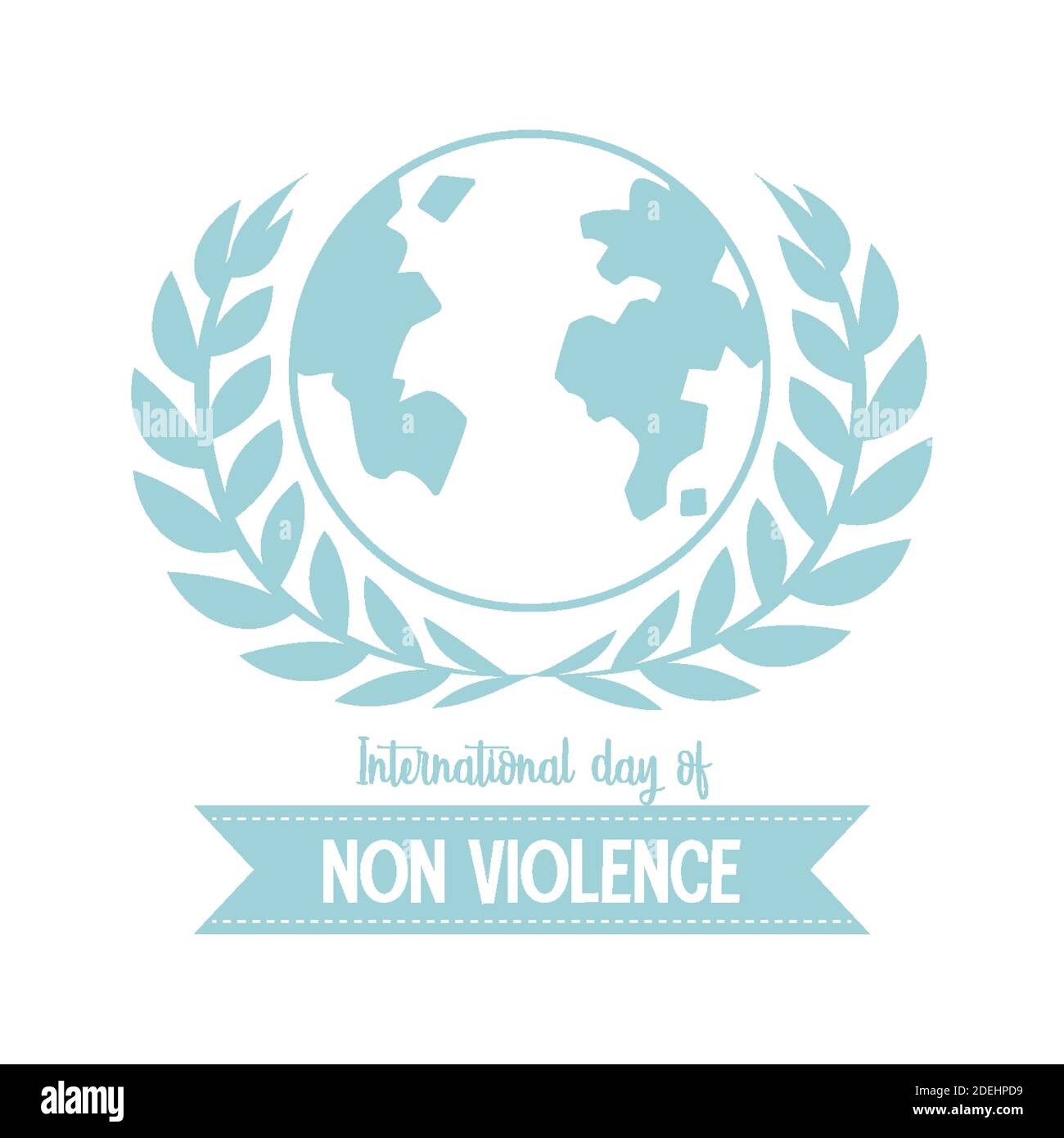 International Day of Non Violence logo with globe on white background ...