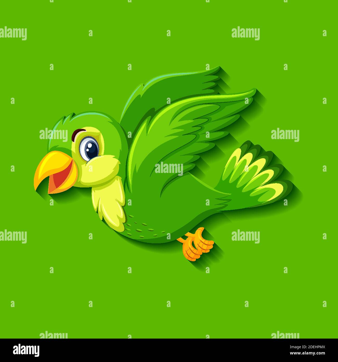 Cute green bird cartoon character illustration Stock Vector Image & Art ...