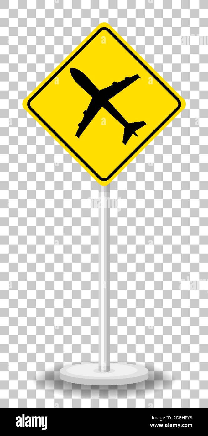 Yellow traffic warning sign on transparent background illustration ...
