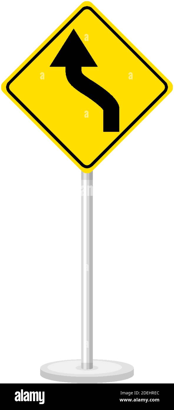Yellow traffic warning sign on white background illustration Stock ...
