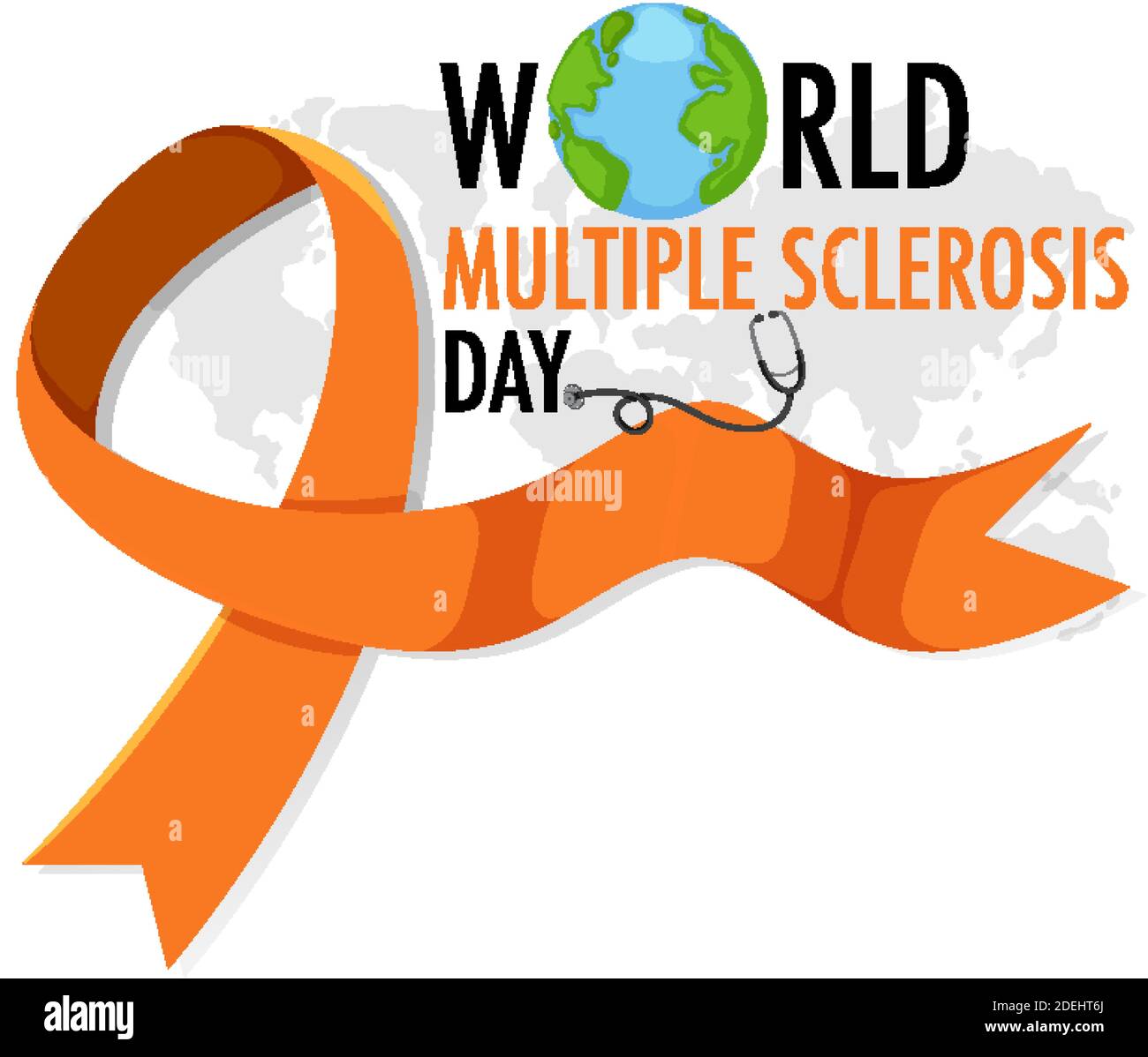 World Multiple Sclerosis Day logo or banner with orange ribbon ...