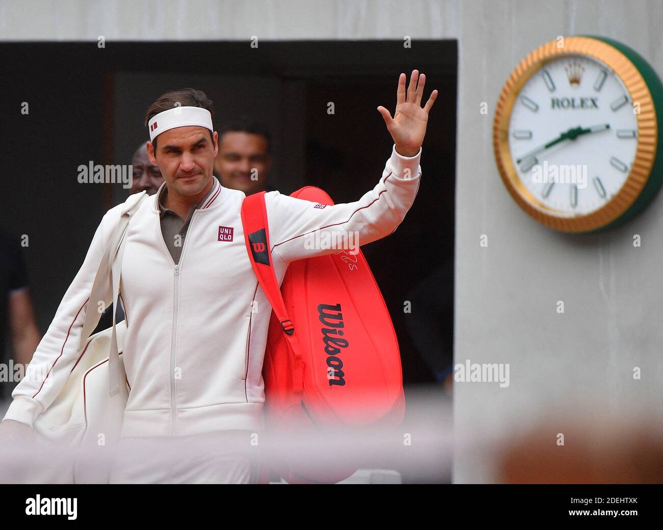 Switzerland's Roger Federer playing in the first round of the 2019 BNP ...