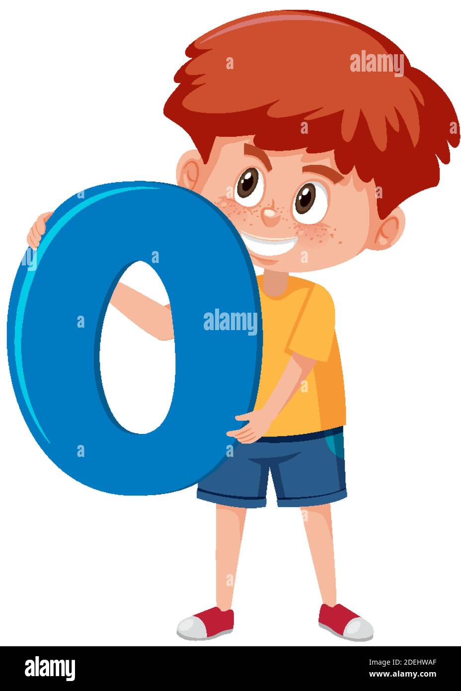 Student boy holding the number cartoon character isolated on white ...