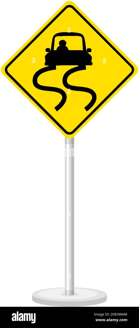 Yellow traffic warning sign on white background illustration Stock ... Yellow traffic warning sign on white background illustration Stock ...