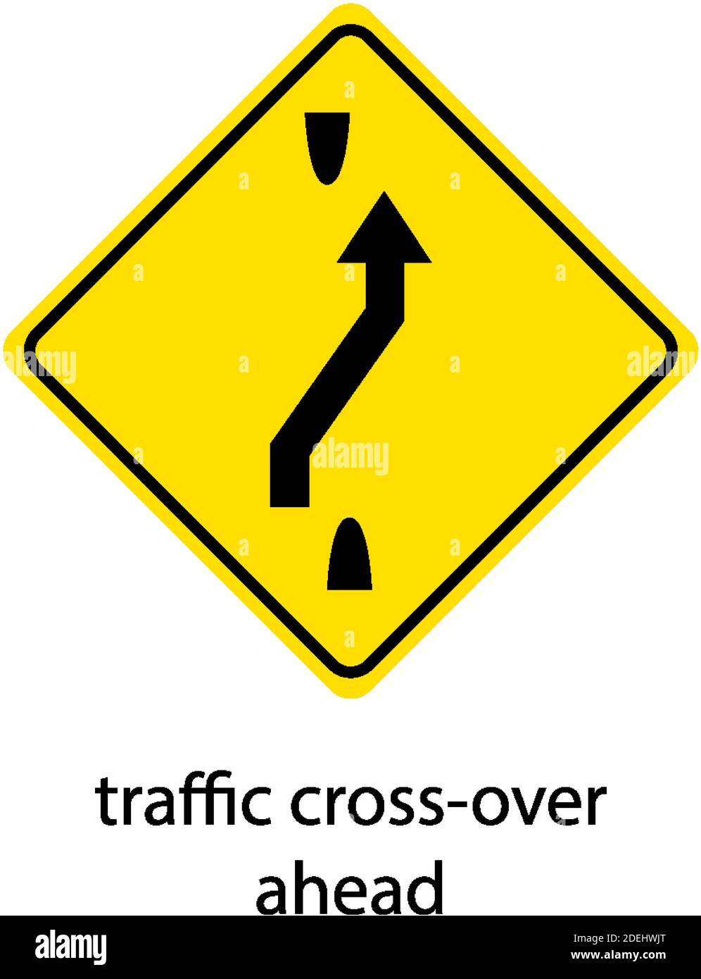 Yellow traffic warning sign on white background illustration Stock ...