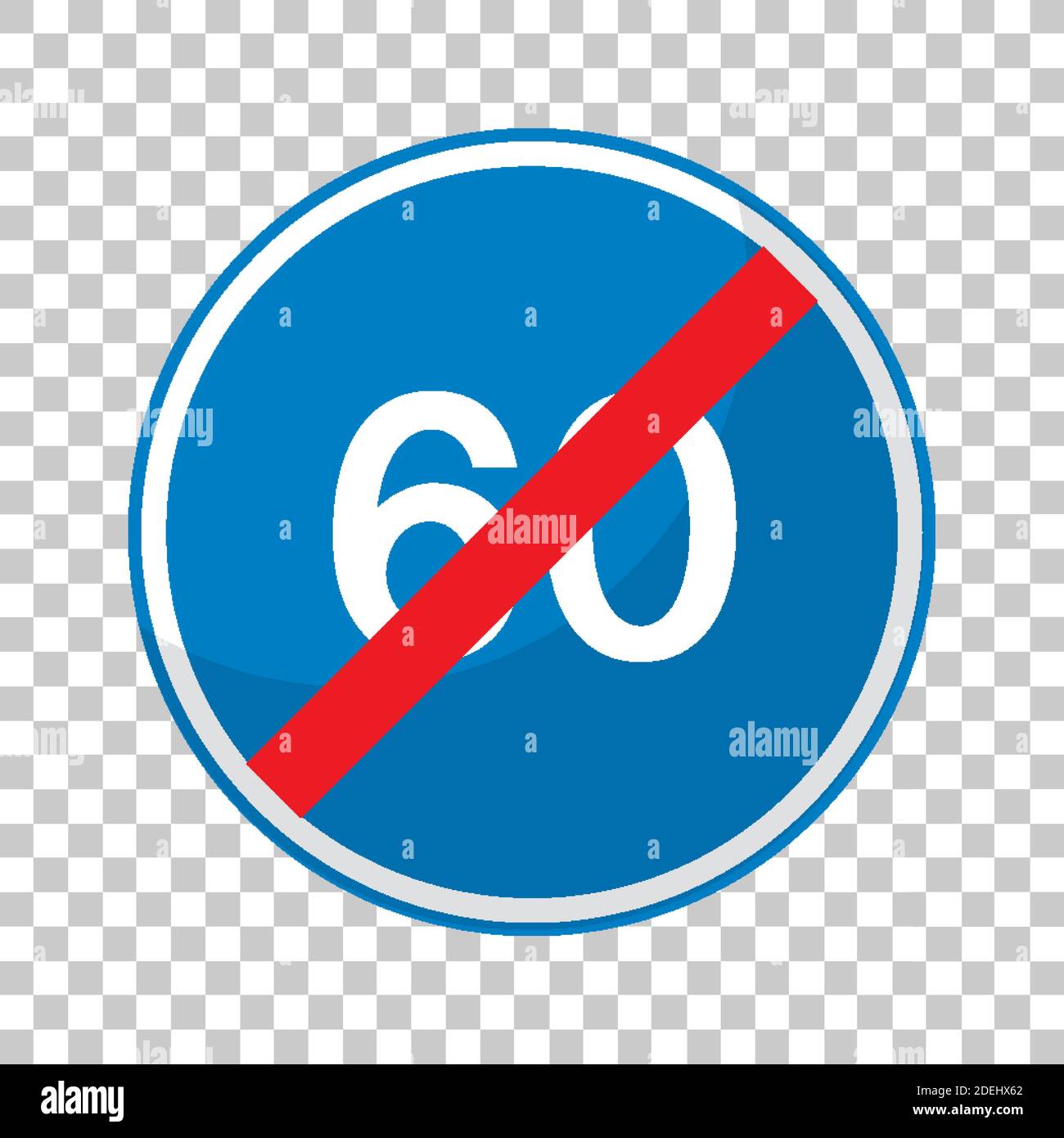 Blue minimum speed limit 60 road sign isolated on transparent ...