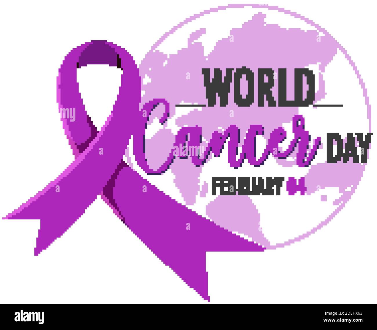 World Cancer Day logo or banner with a purple ribbon illustration Stock ...