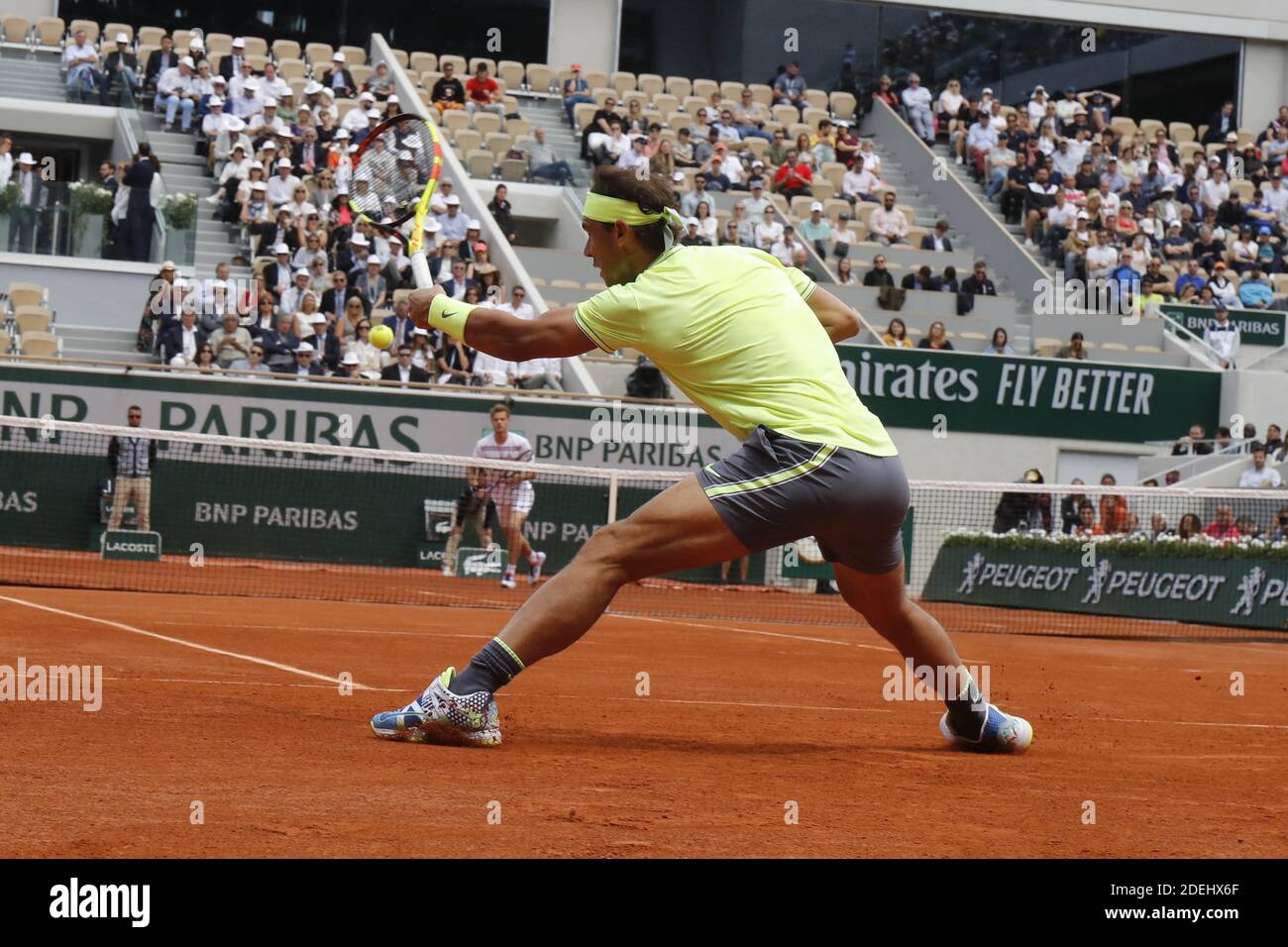 Spain's Rafael Nadal playing in the first round of the 2019 BNP Paribas ...