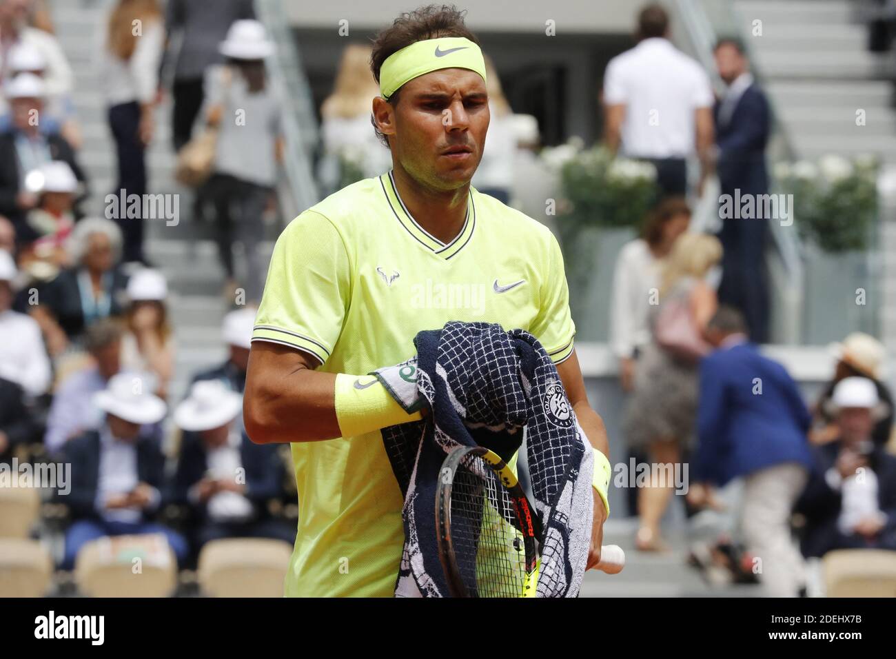 Spain's Rafael Nadal playing in the first round of the 2019 BNP Paribas ...