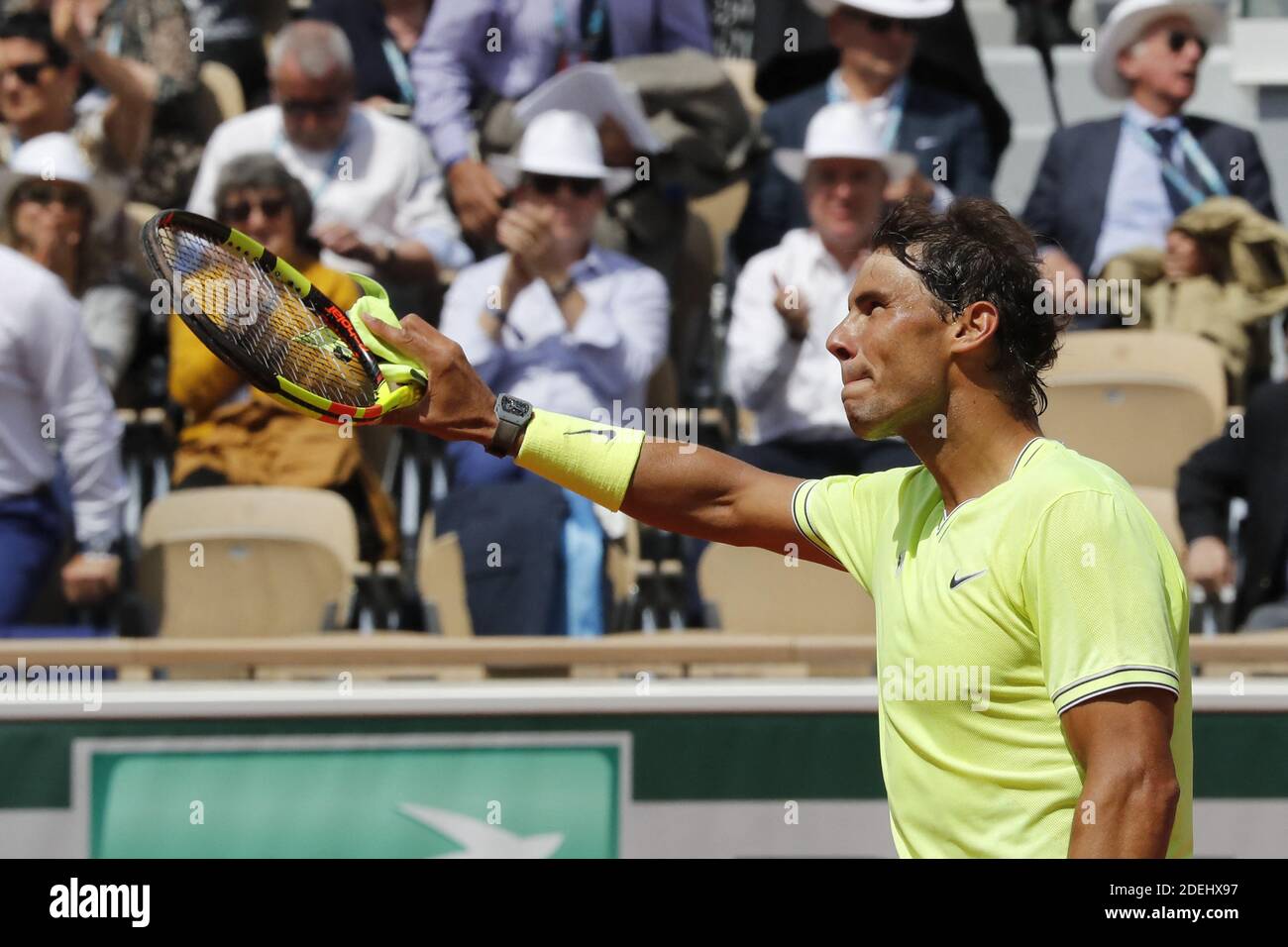 Spain's Rafael Nadal playing in the first round of the 2019 BNP Paribas ...