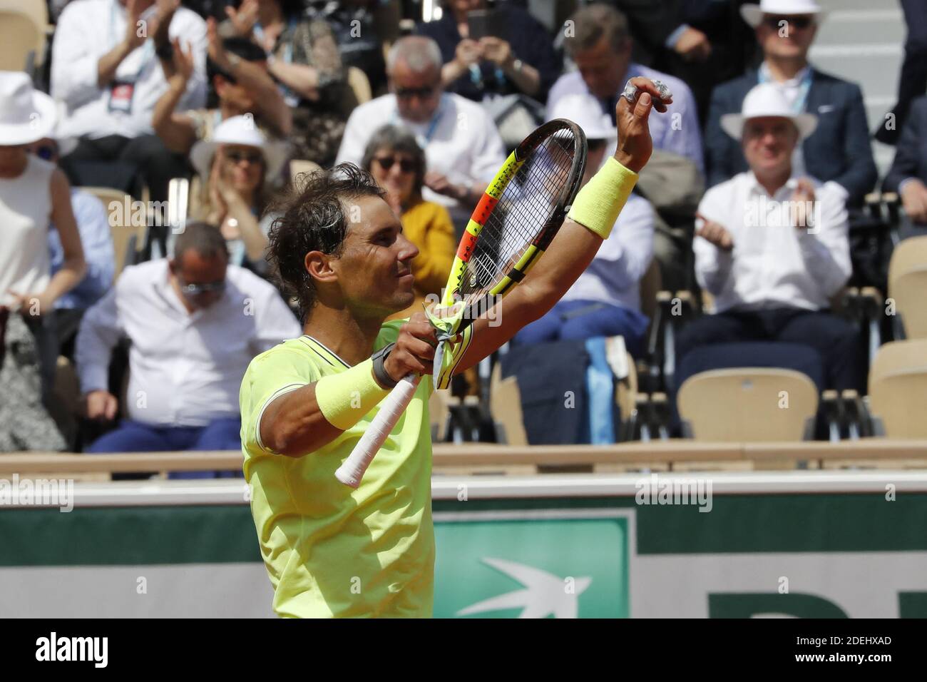 Spain's Rafael Nadal playing in the first round of the 2019 BNP Paribas ...