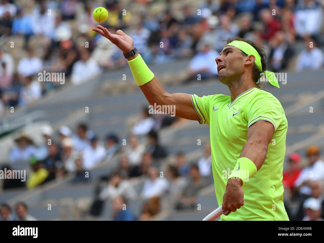.Spain's Rafael Nadal playing in the first round of the 2019 BNP ...