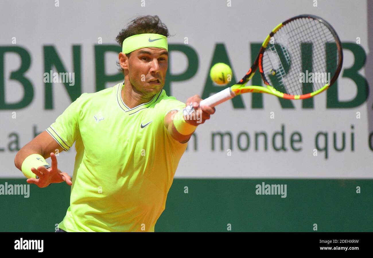 .Spain's Rafael Nadal playing in the first round of the 2019 BNP ...