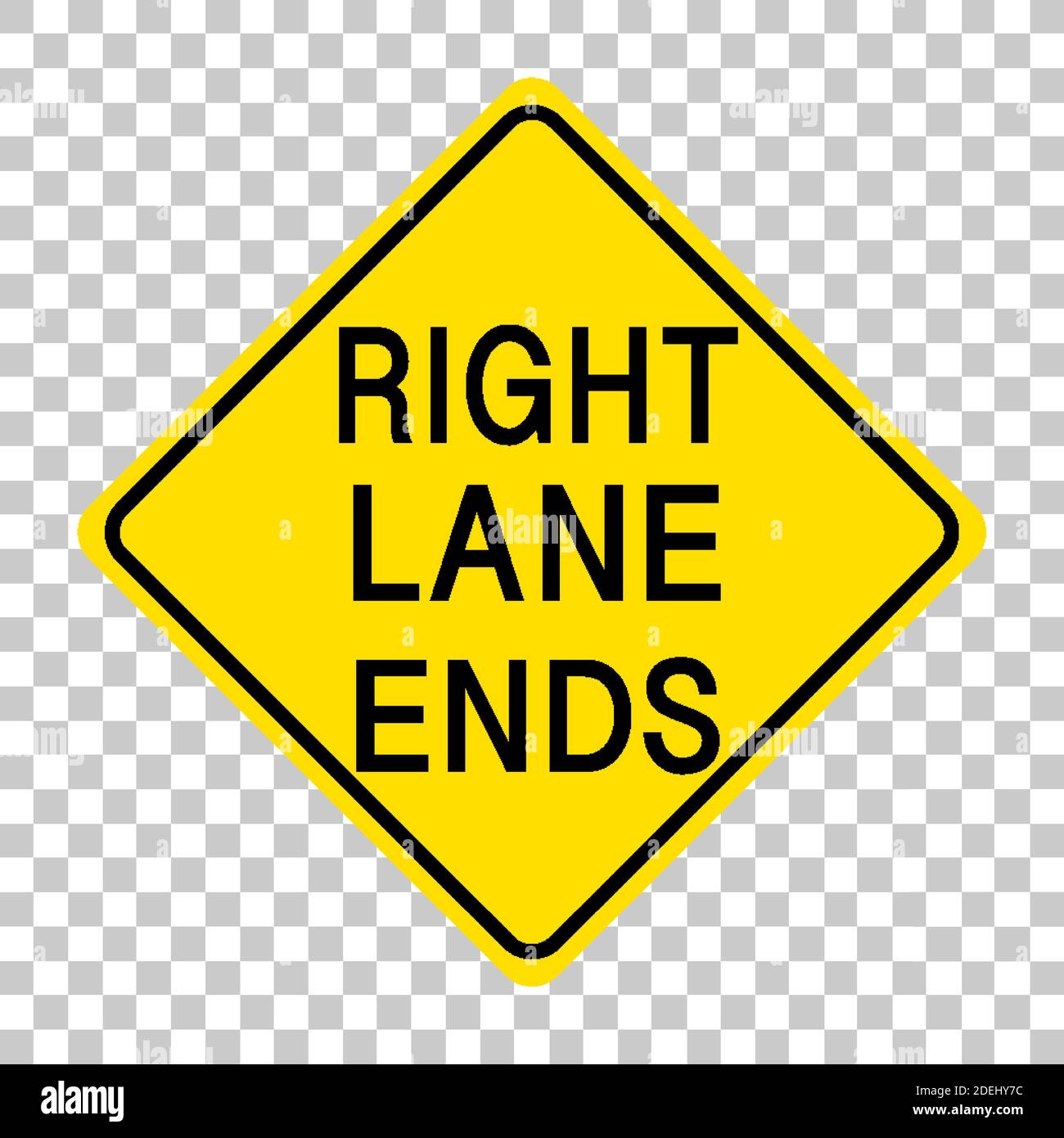 Yellow traffic warning sign on transparent background illustration ...