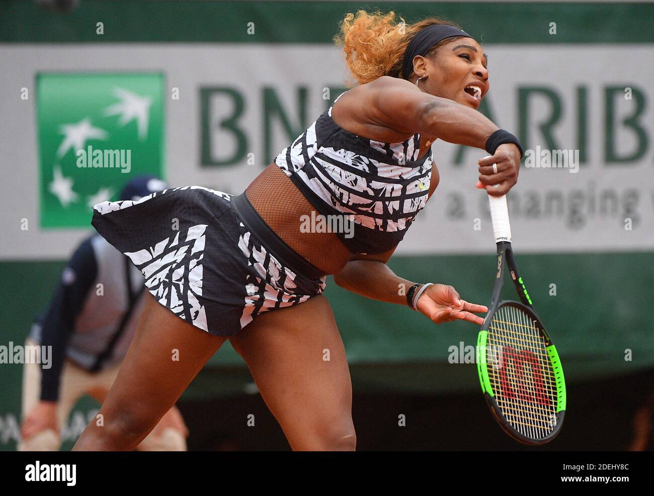 USA's Serena Williams playing in the first round of the 2019 BNP ...