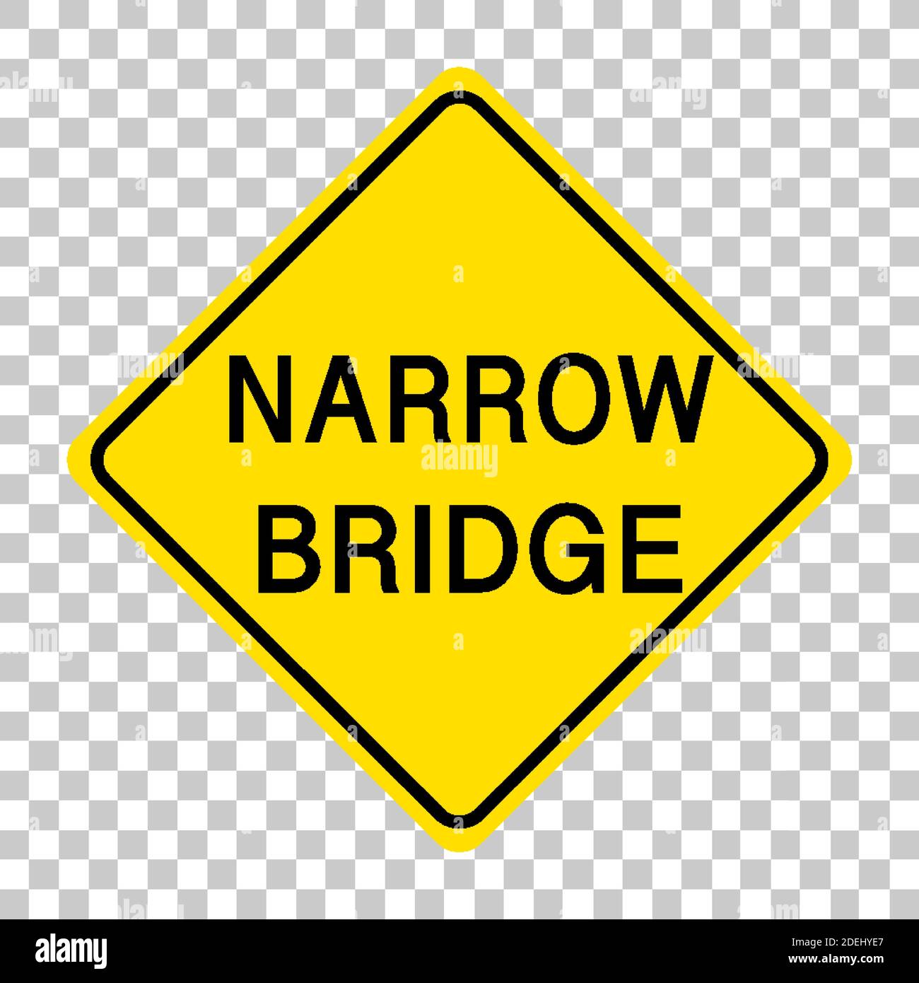 Yellow traffic warning sign on transparent background illustration ...