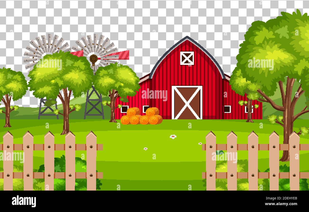 Nature farm scene landscape on transparent background illustration ...