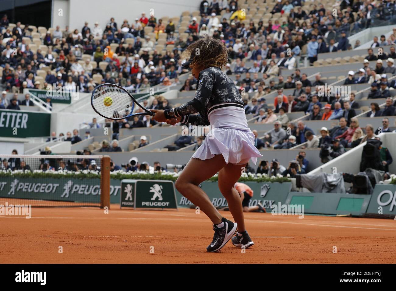 Japan's Naomi Osaka playing in the first round of the 2019 BNP Paribas ...
