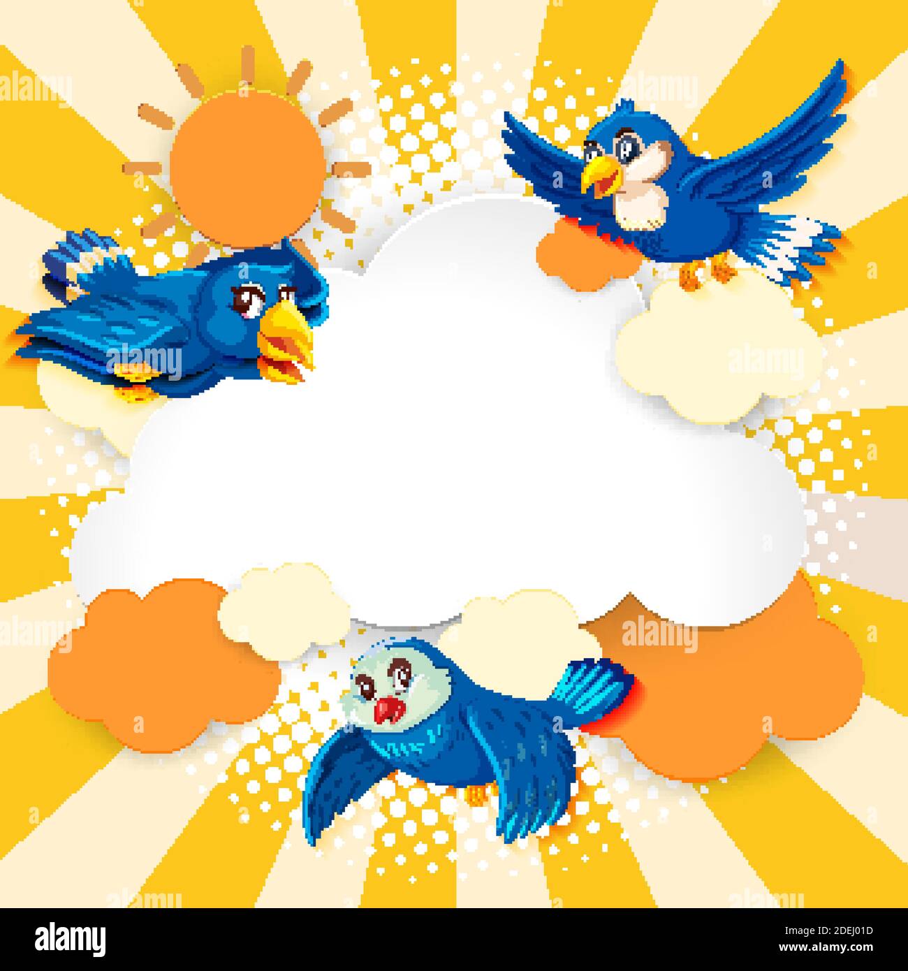 Bird fancy banner comic cartoon style illustration Stock Vector Image ...
