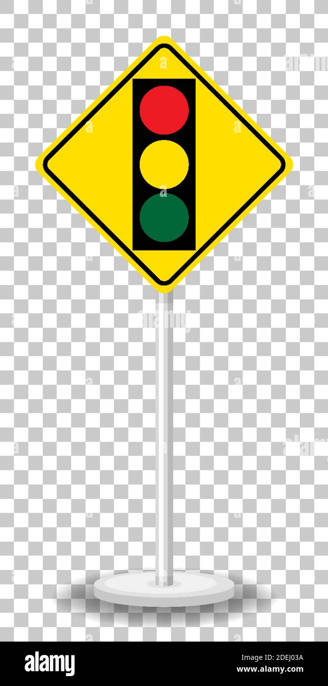 Yellow traffic warning sign on transparent background illustration ...