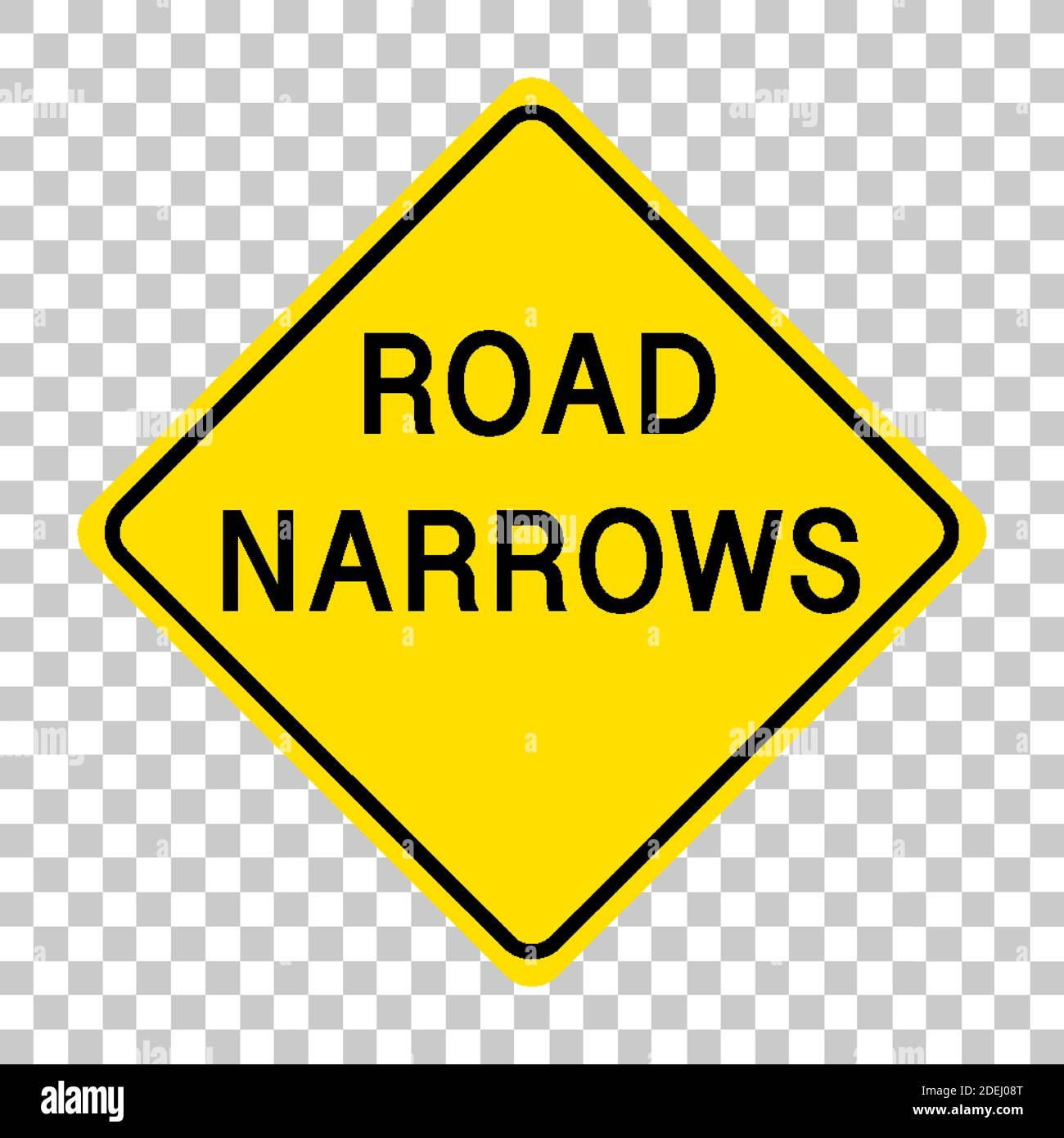 Yellow traffic warning sign on transparent background illustration ...