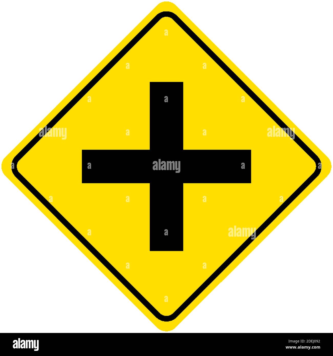 4 way intersection sign isolated on white background illustration Stock ...