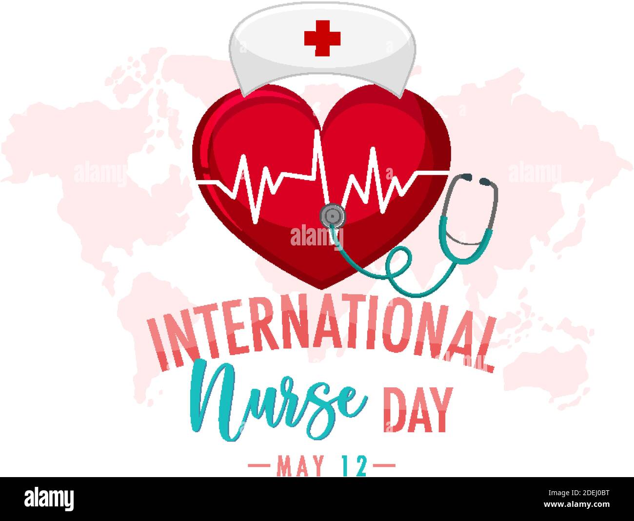International Nurse Day logo with big heart and nurse's cap on world ...