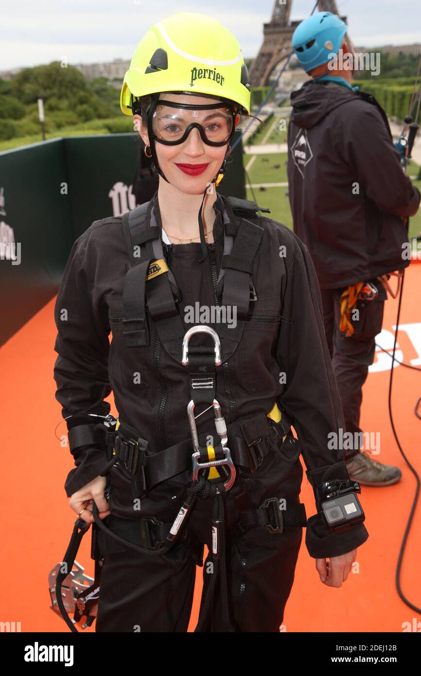 Dorcas Coppin attends the Smash Perrier event, a 800 meters zip-line ...