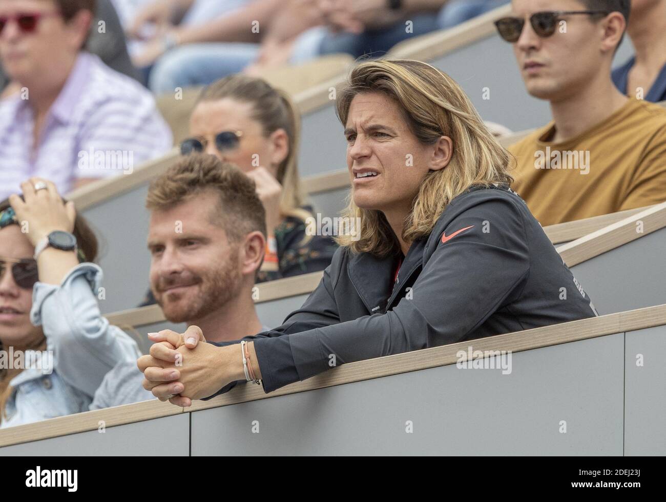 Amelie Mauresmo in stand during French Tennis Open at Roland-Garros ...