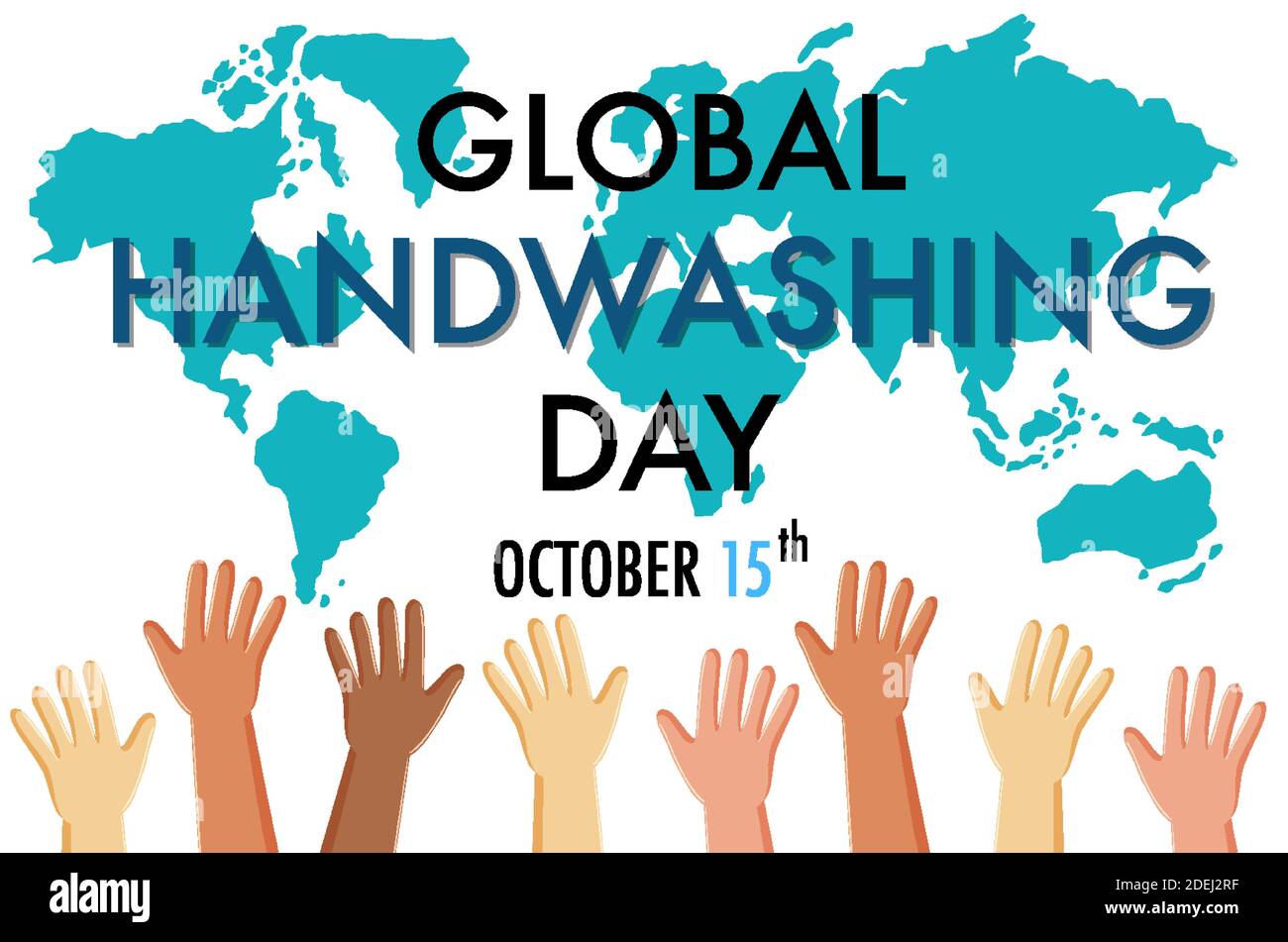 Global Hand washing Day logo with hands and map background illustration ...
