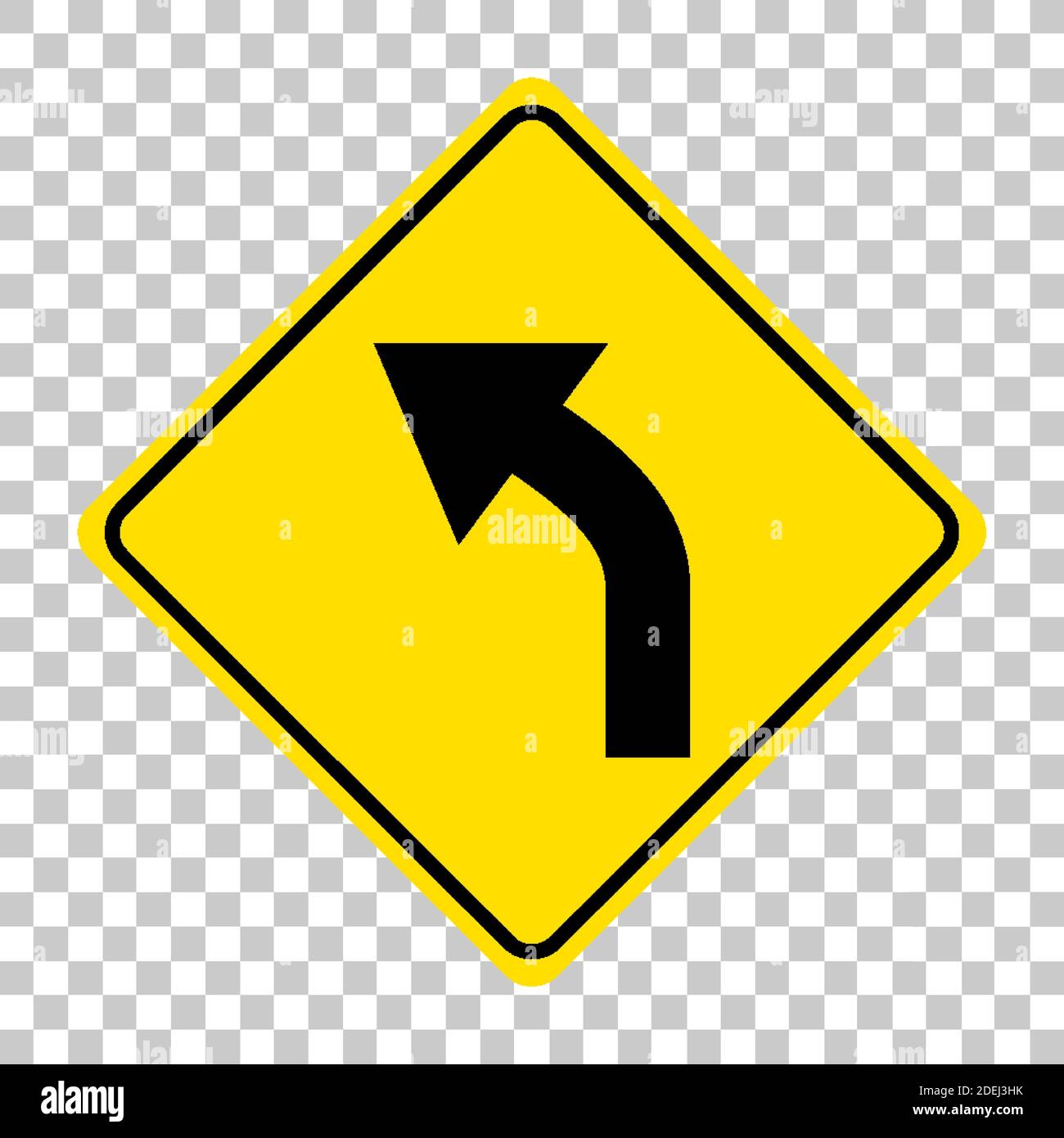 Yellow traffic warning sign on transparent background illustration ...