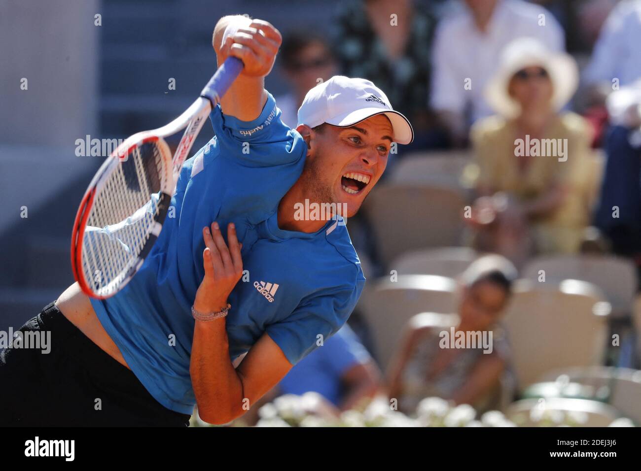 Austria's Dominic Thiem playing in the third round of the 2019 BNP ...