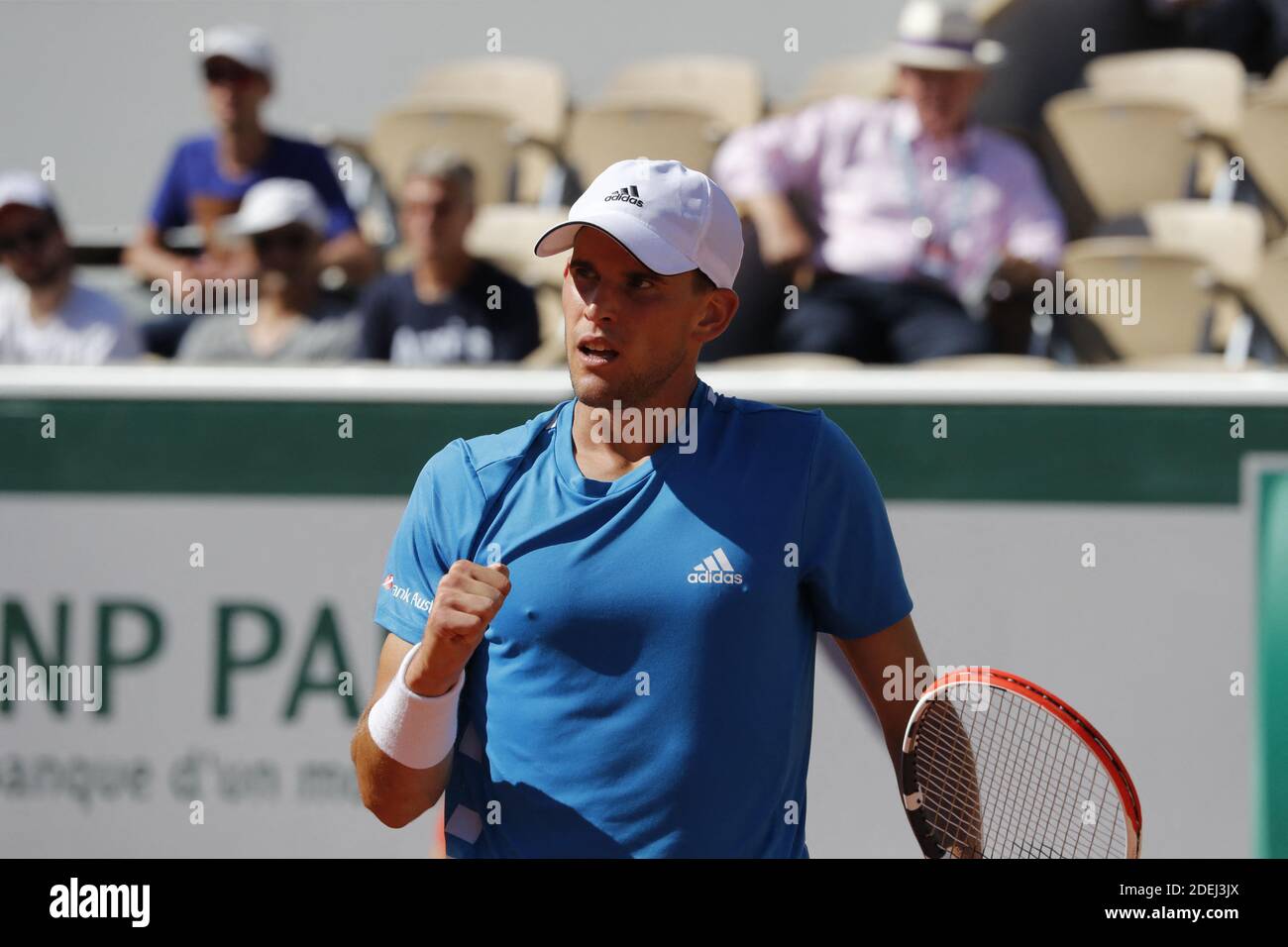 Austria's Dominic Thiem playing in the third round of the 2019 BNP ...