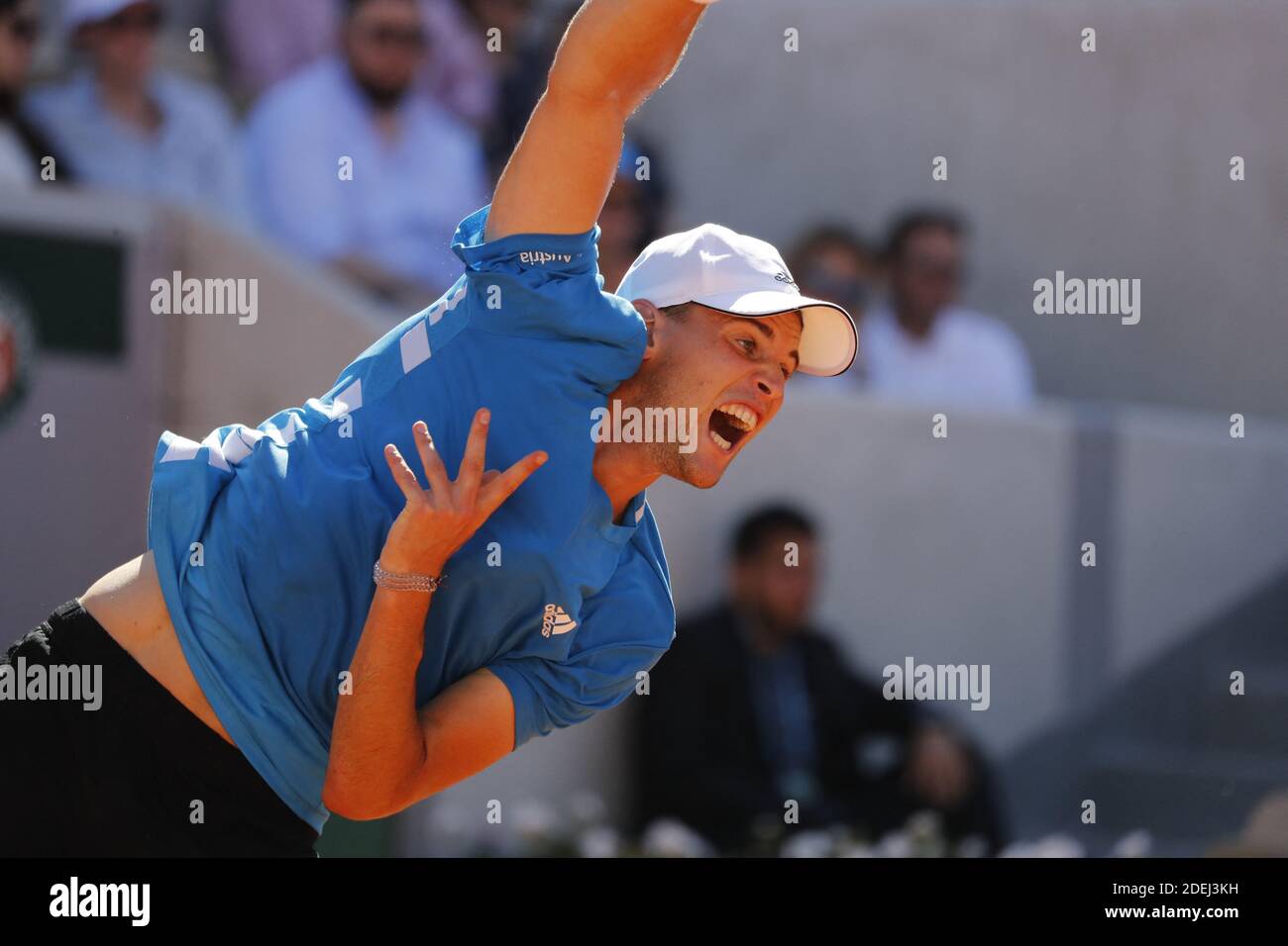 Austria's Dominic Thiem playing in the third round of the 2019 BNP ...
