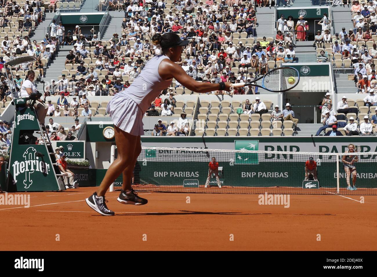 Japan's Naomi Osaka playing in the third round of the 2019 BNP Paribas ...
