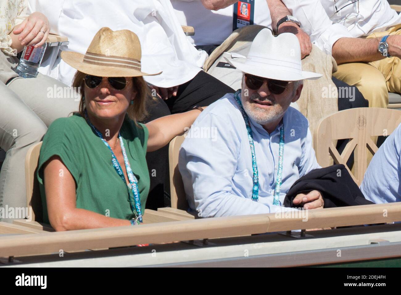 Pascal Praud and wife Cathy in stands during French Tennis Open at ...