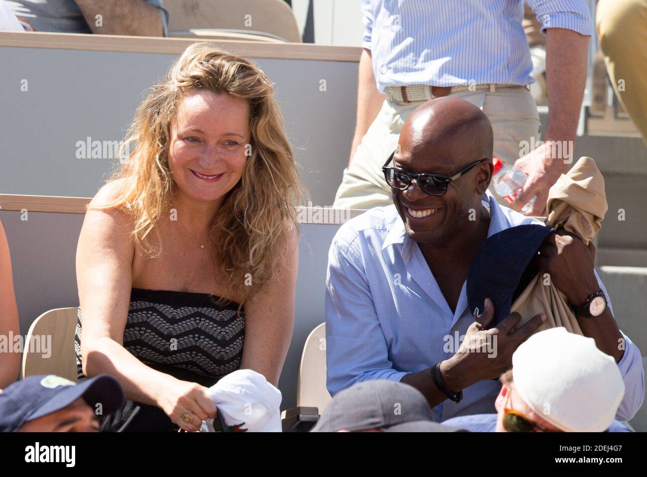 Julie Ferrier in stands during French Tennis Open at Roland-Garros ...