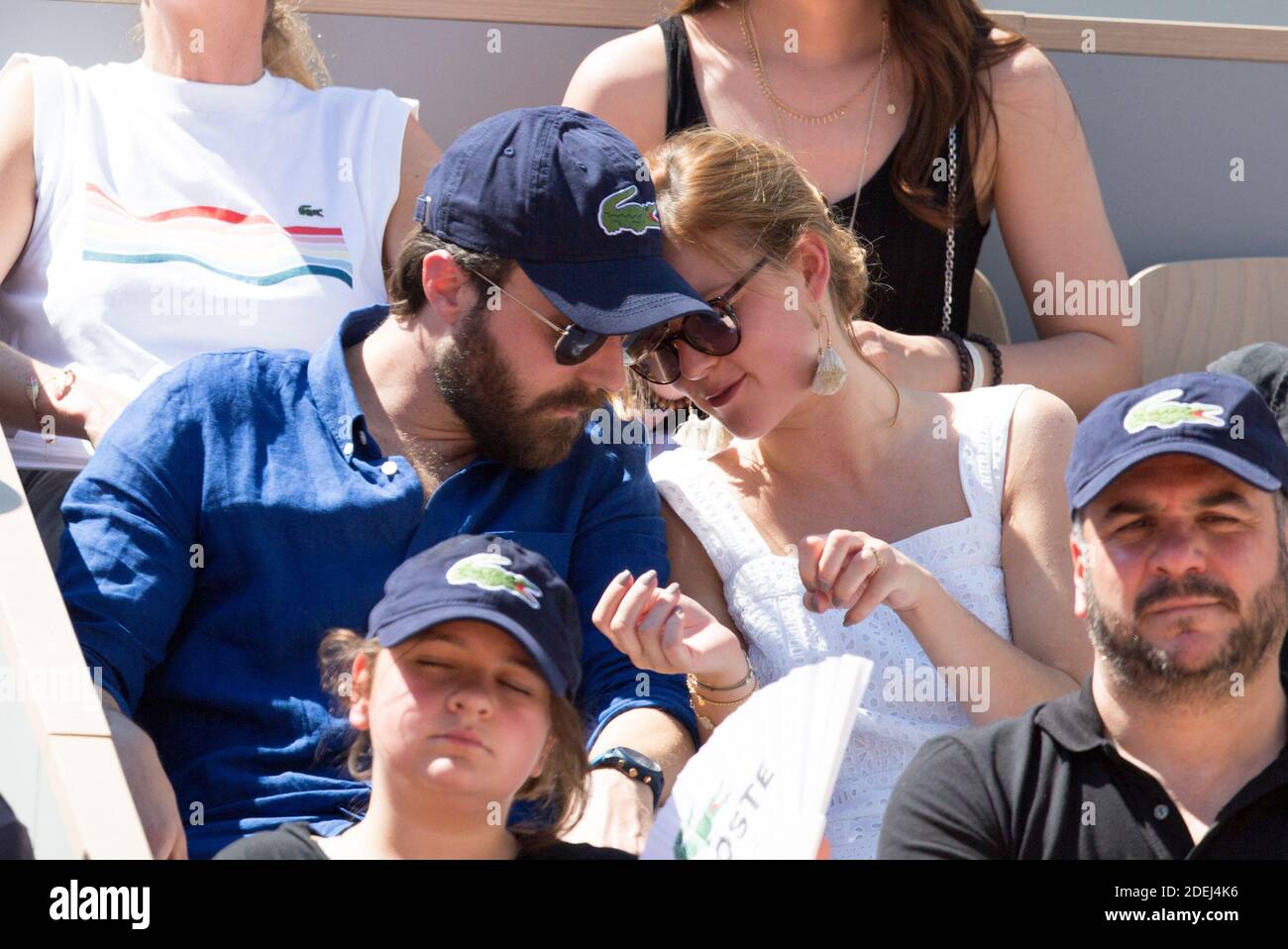 Charlotte Peretti and Antoine Gouy in stands during French Tennis Open ...