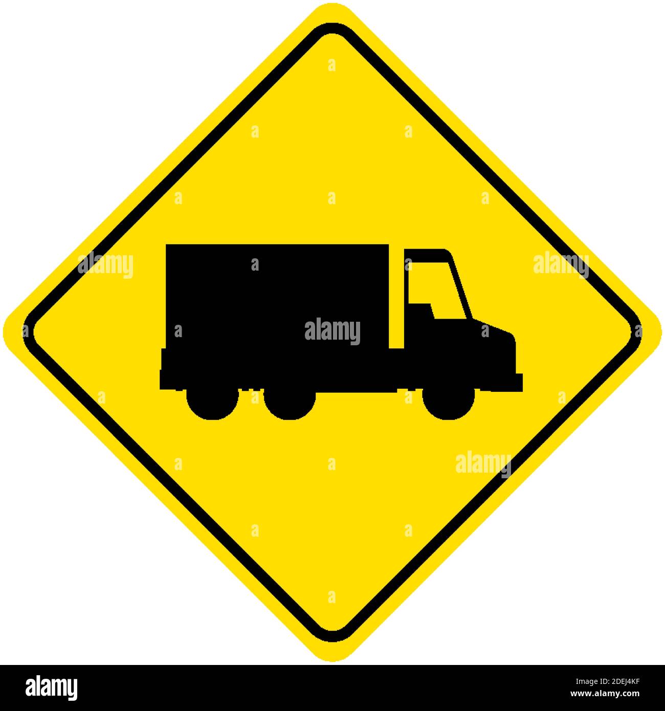 Yellow truck sign isolated on white background illustration Stock ...