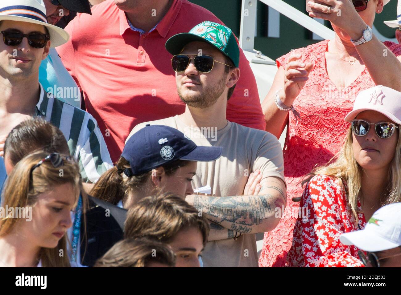Jeff Panaloc in stands during French Tennis Open at Roland-Garros arena ...
