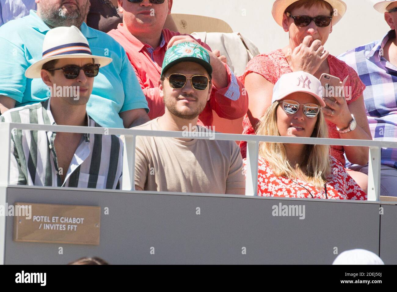 Jeff Panaloc in stands during French Tennis Open at Roland-Garros arena ...