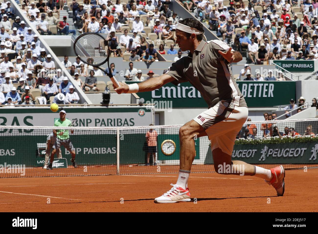 Switzerland's Roger Federer playing in the1/8 of final of the 2019 BNP ...