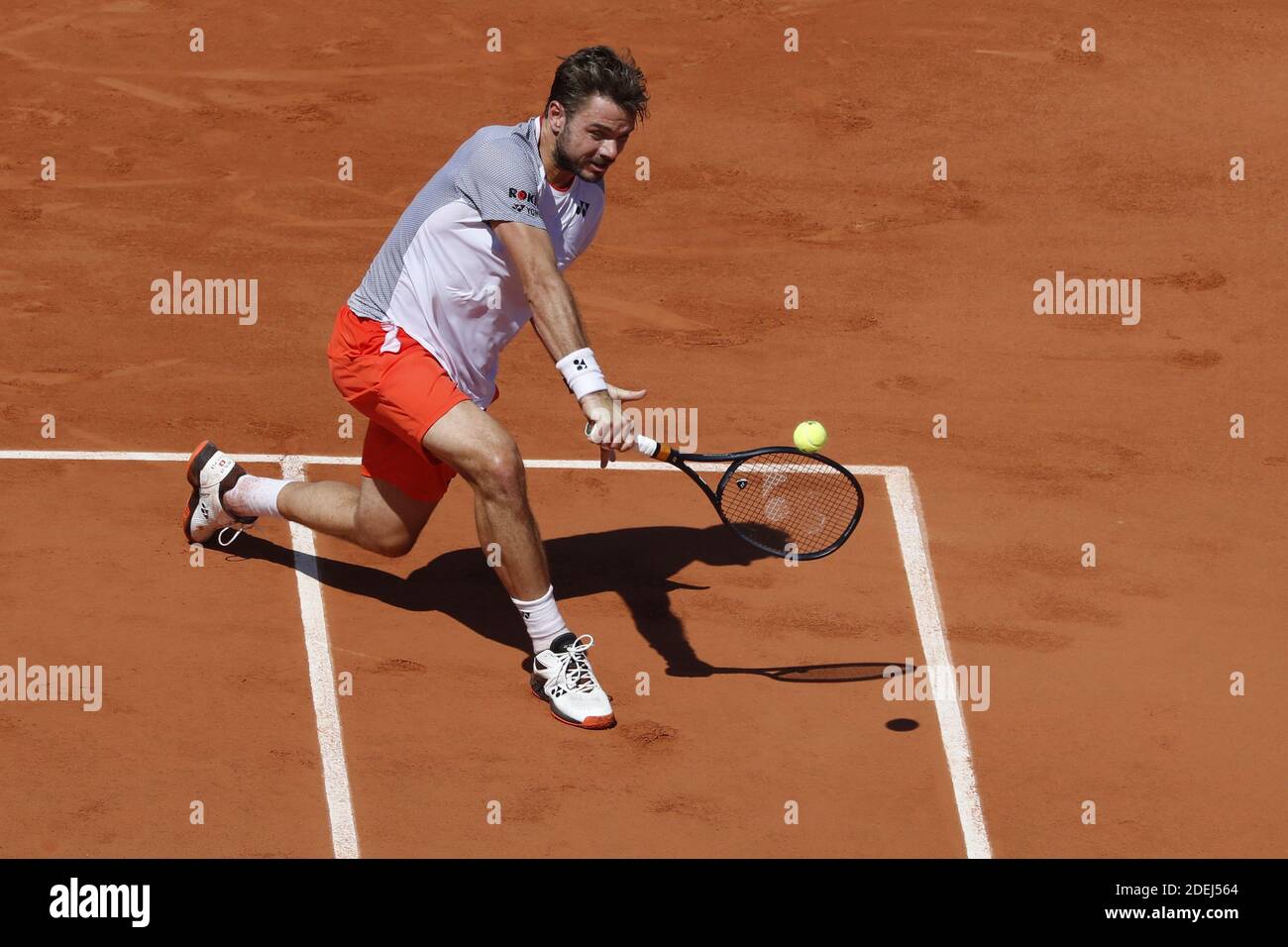 Switzerland's Stan Wawrinka playing in the1/8 of final of the 2019 BNP ...