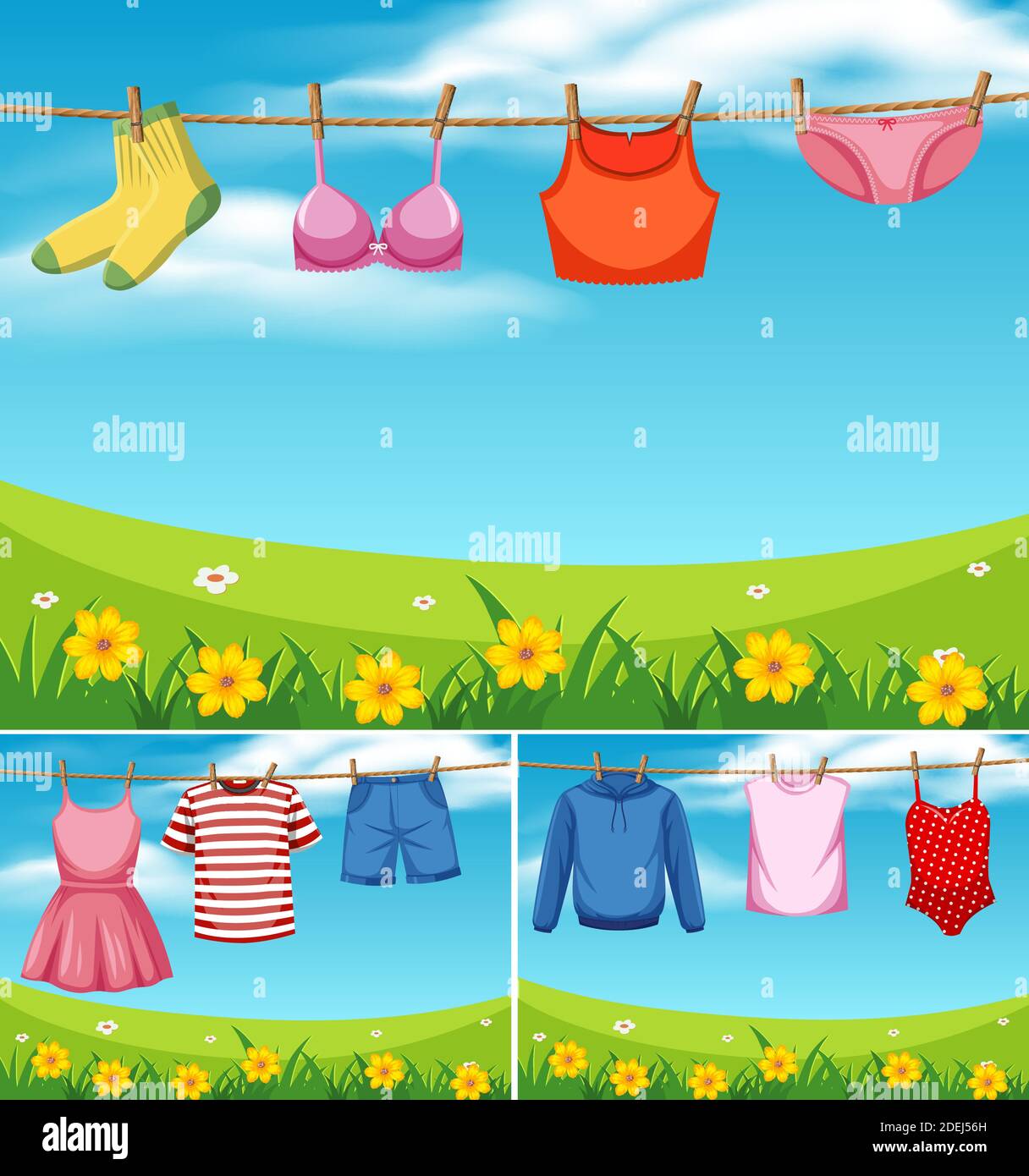 Cloth hanging on the rope illustration Stock Vector Image & Art - Alamy