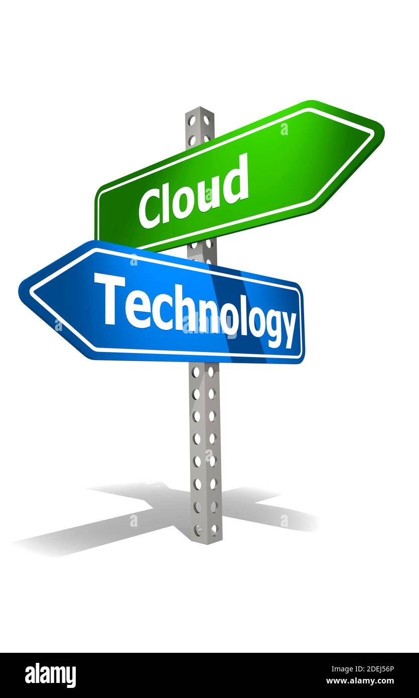 Road sign with cloud technology word, 3d rendering Stock Photo - Alamy