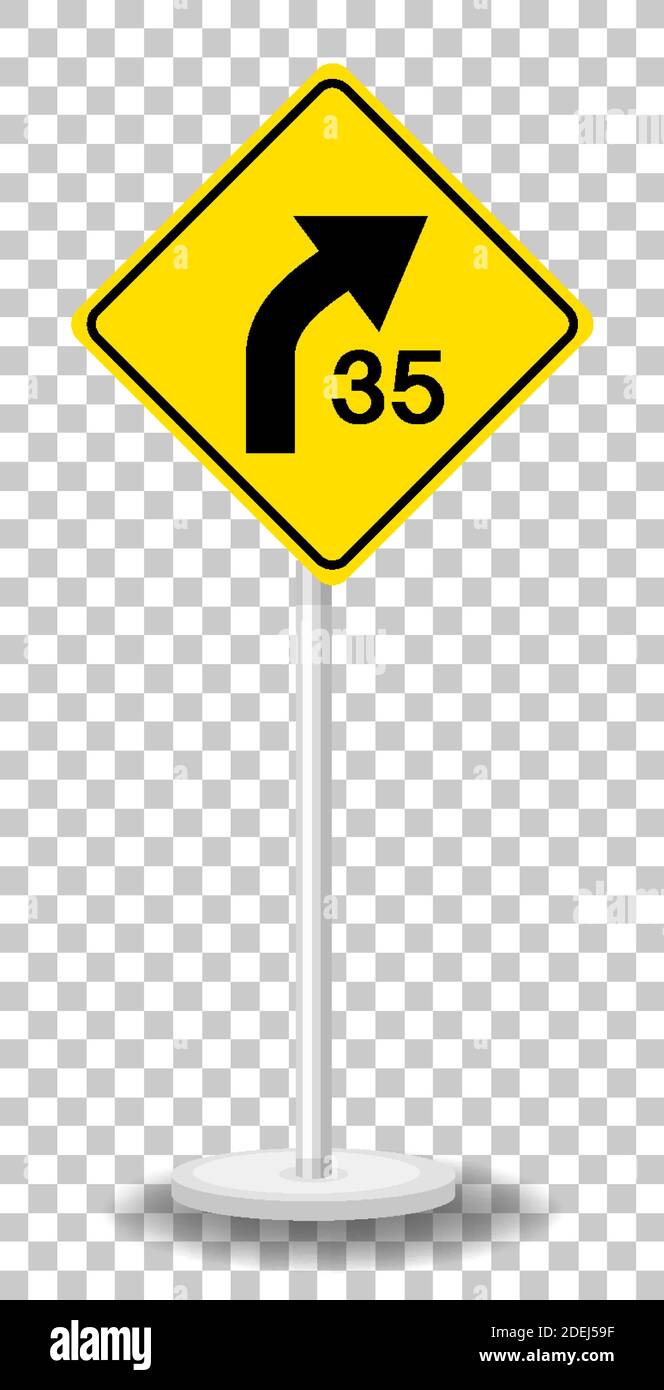 Yellow traffic warning sign on transparent background illustration ...