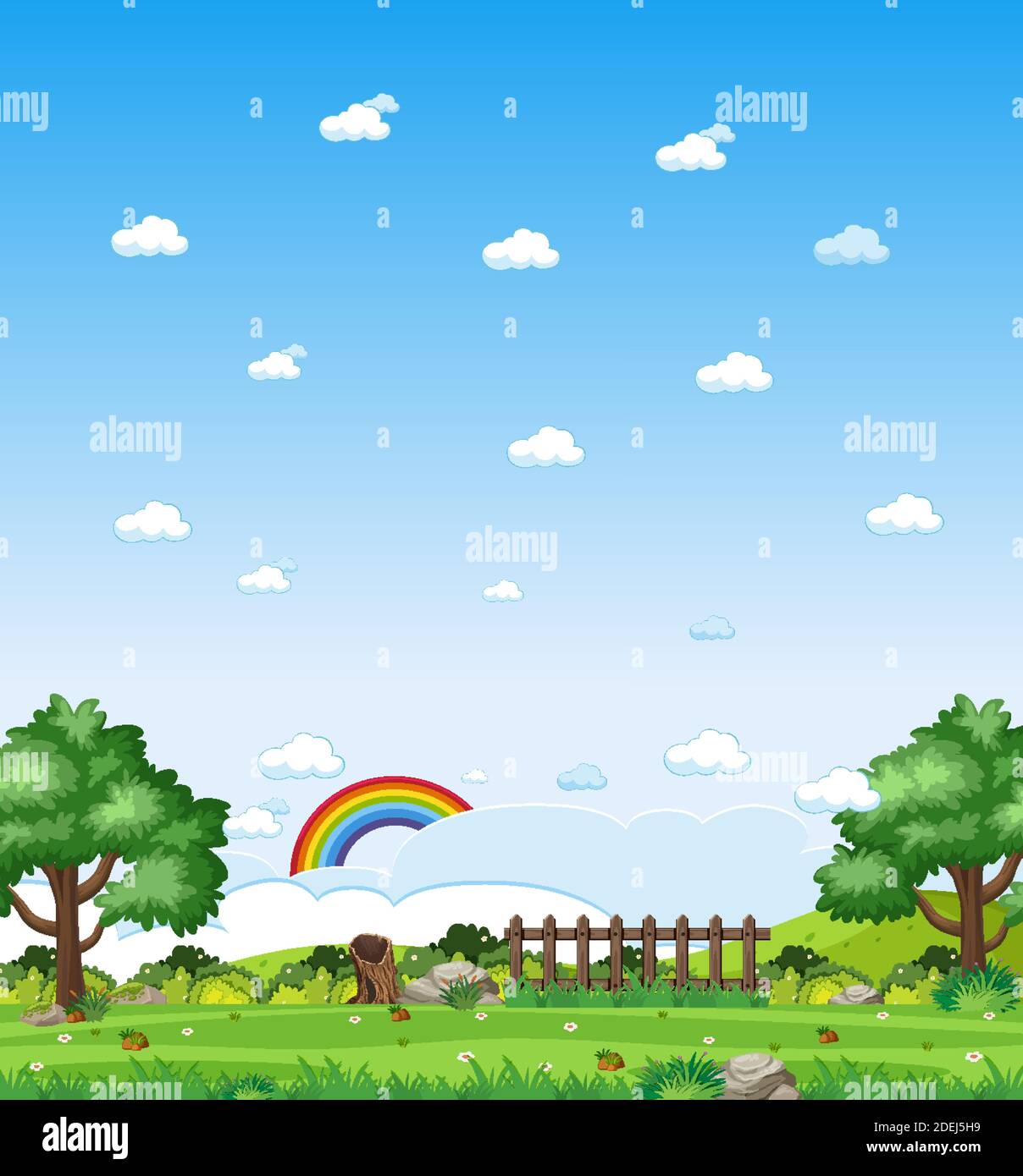 Vertical nature scene or landscape countryside with forest view and ...