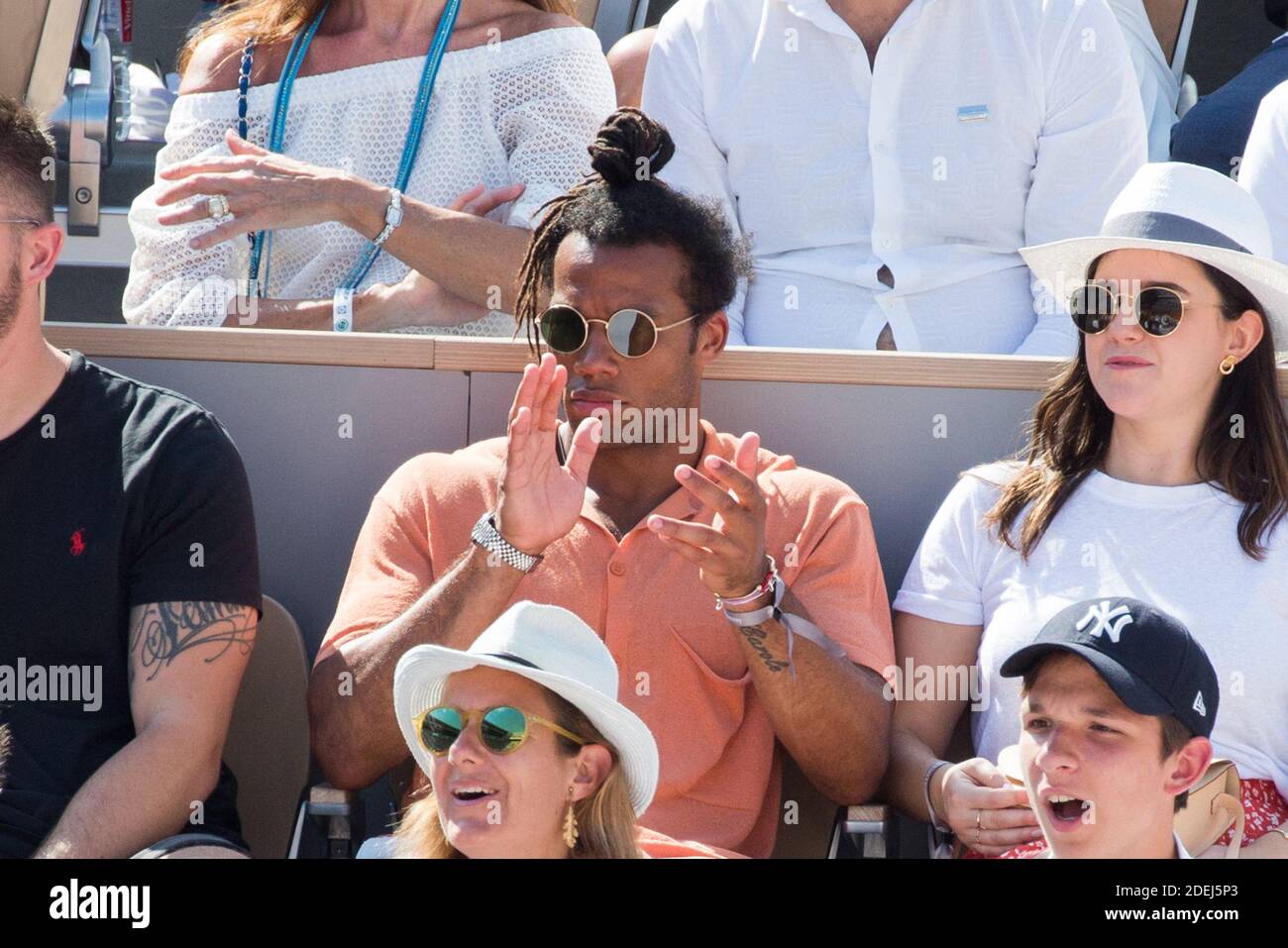 Teddy Thomas in stands during French Tennis Open at Roland-Garros arena ...