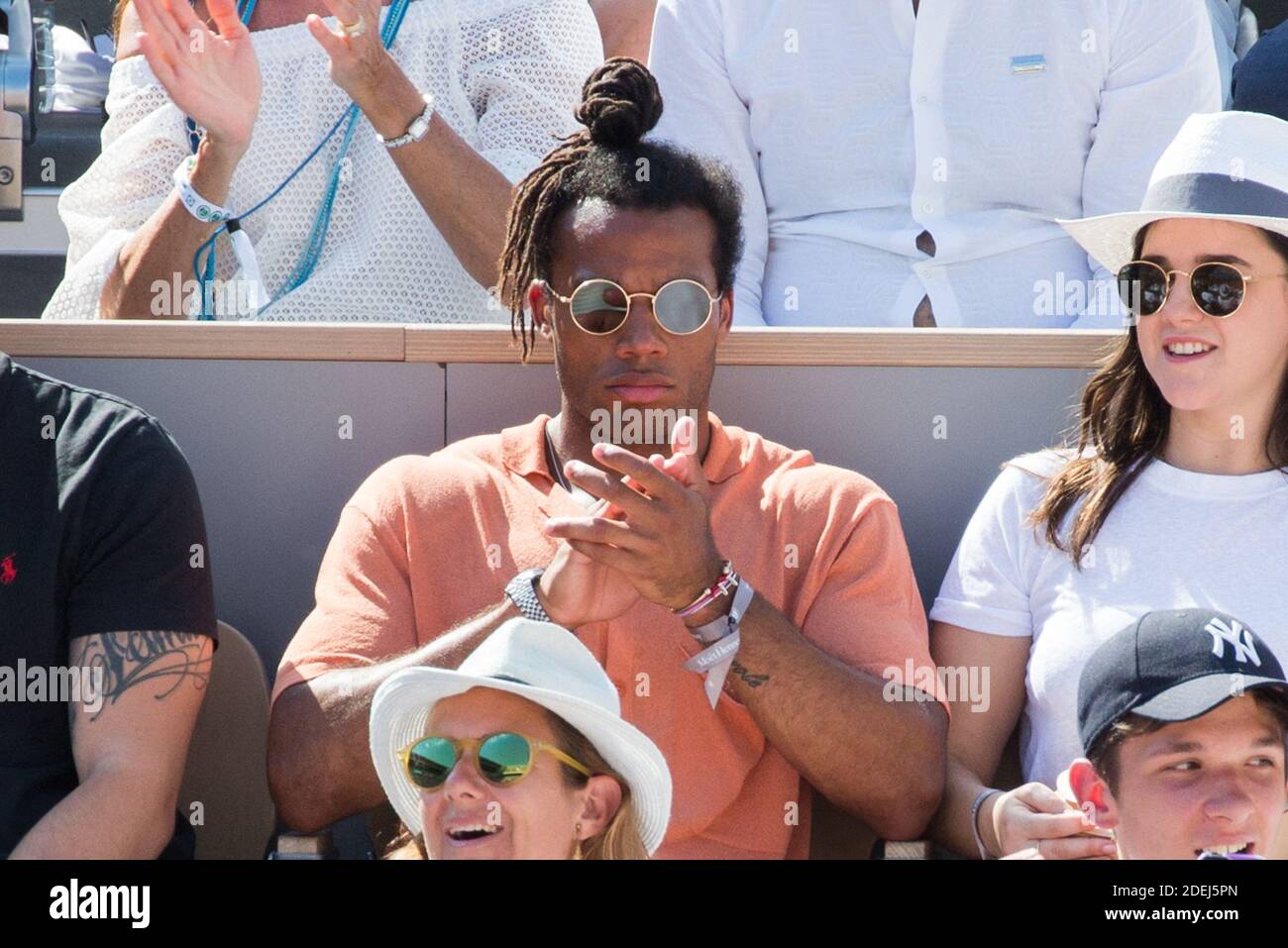 Teddy Thomas in stands during French Tennis Open at Roland-Garros arena ...